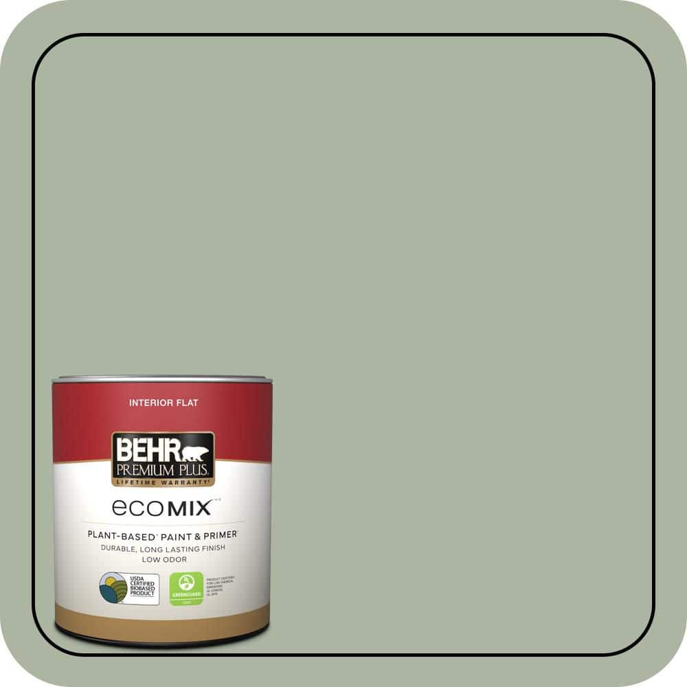 BEHR PREMIUM PLUS 1 qt. #430E-3 Laurel Mist Flat EcoMix Plant-Based ...
