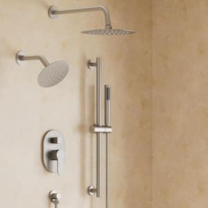 YAWWALK 3-Spray Wall Mounted 10 and 6 in. Dual Shower Head and Handheld ...