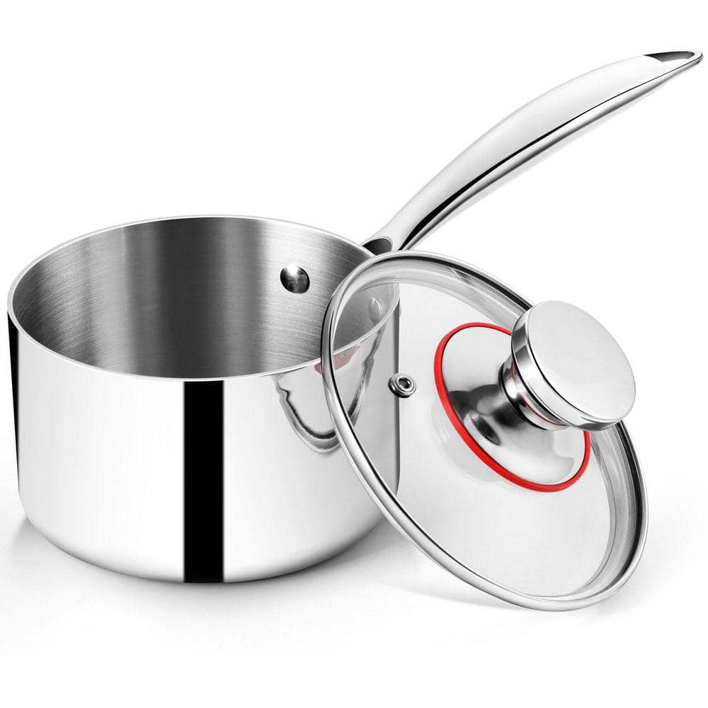 3qt Tri-Ply Stockpot with Lid, Stainless Steel Saucepan, Induction ...