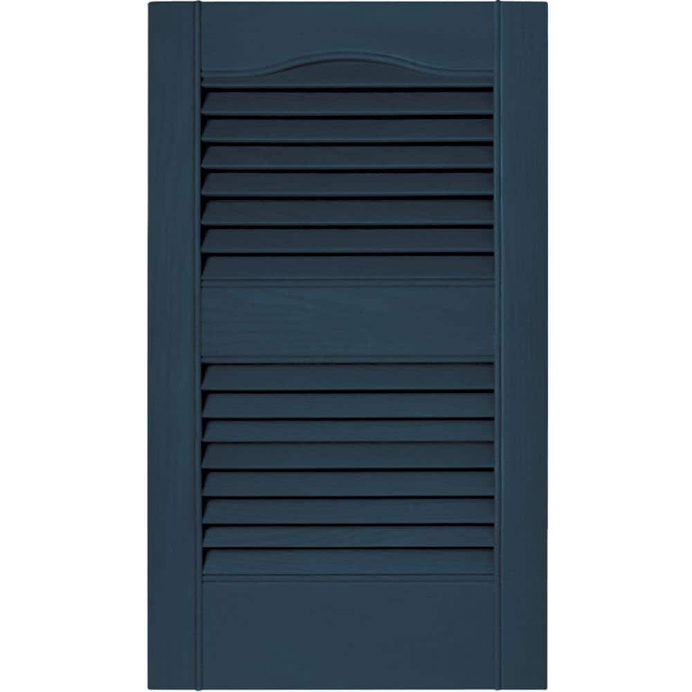 Builders Edge 15 in. x 25 in. Louvered Vinyl Exterior Shutters Pair in ...
