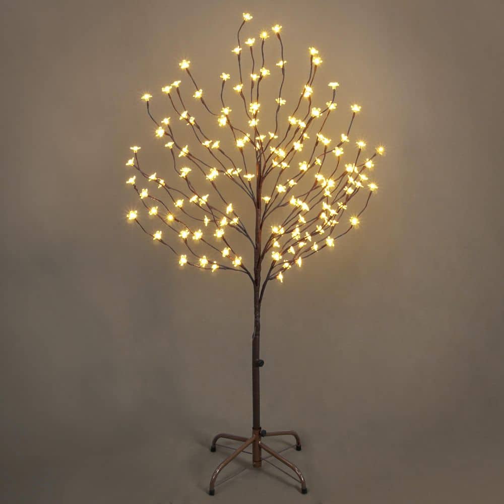 CAPHAUS 4 ft. Brown Pre-Lit LED Cherry Blossom Tree Artificial ...