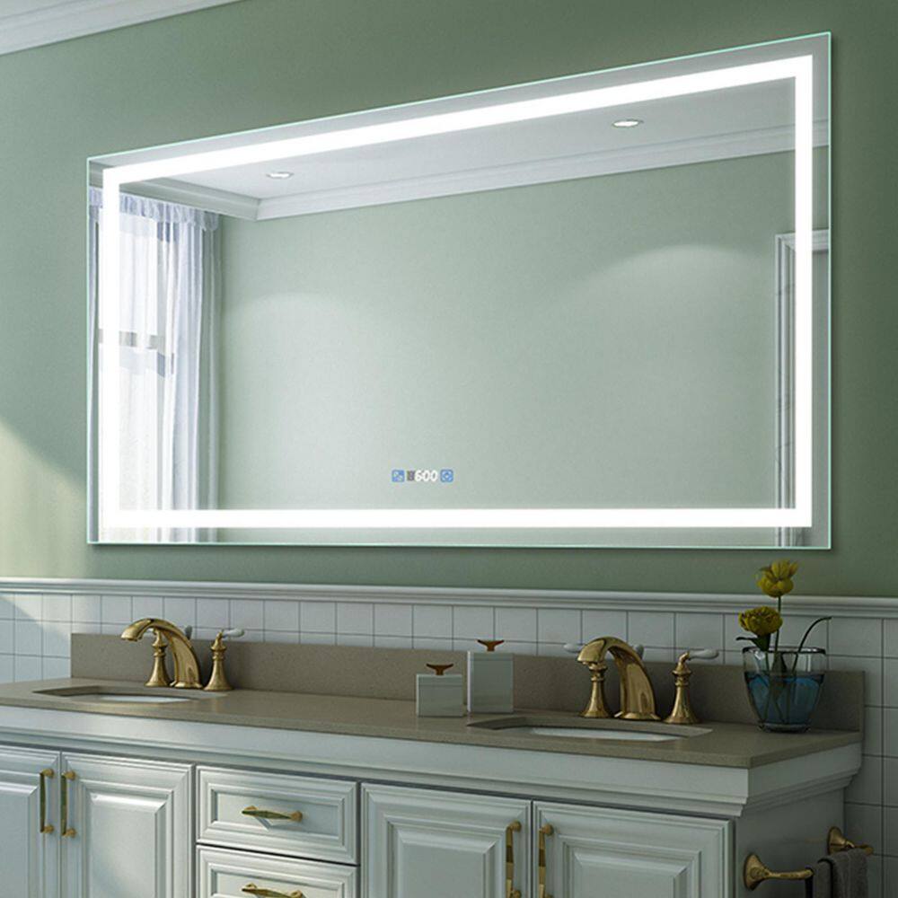 ES-DIY 72 in. W x 38 in. H Oversized Rectangular Frameless LED Dimmable ...