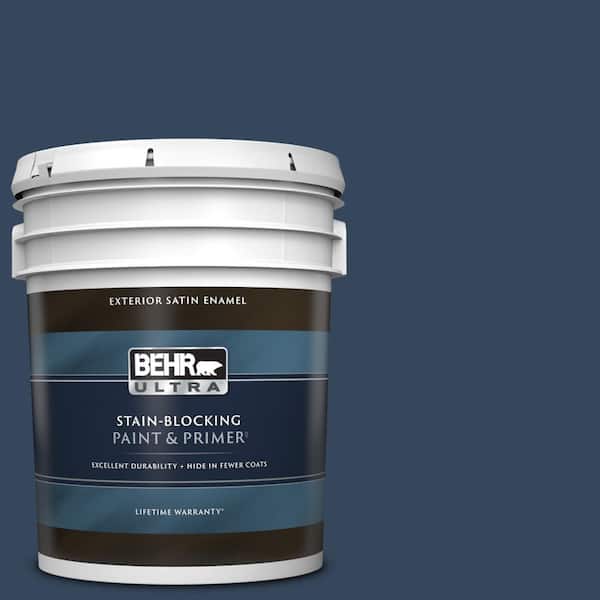 BEHR ULTRA 5 gal. #MQ5-54 Compass Blue Satin Enamel Exterior Paint ...