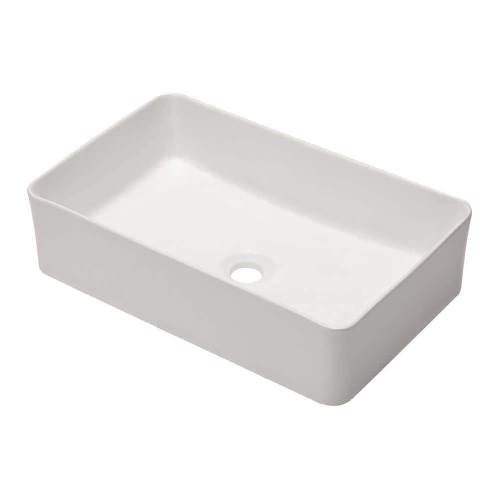 LORDEAR 24 in. x 14 in . Top Mount Rectangular Bathroom Vessel Sink in White L-S010MP - The Home ...