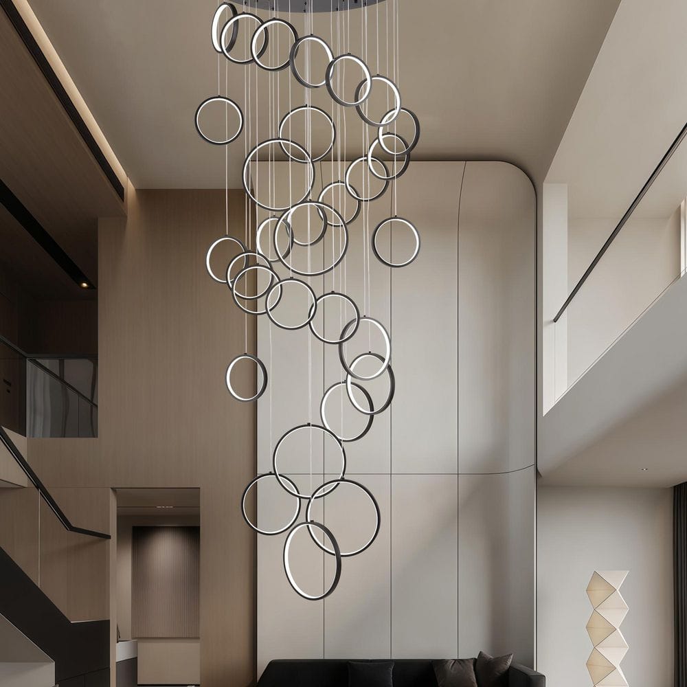BAOURE Modern 30 Light Dimmable Integrated LED Black Chandelier with ...