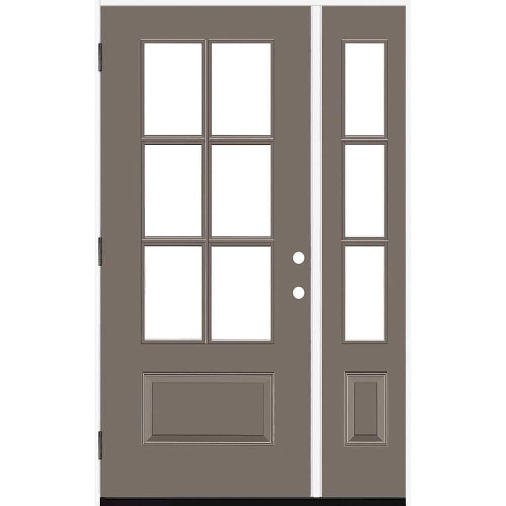 Steves & Sons Legacy 49 in. x 80 in. 3/4-6Lite Clear Glass RHOS Primed ...