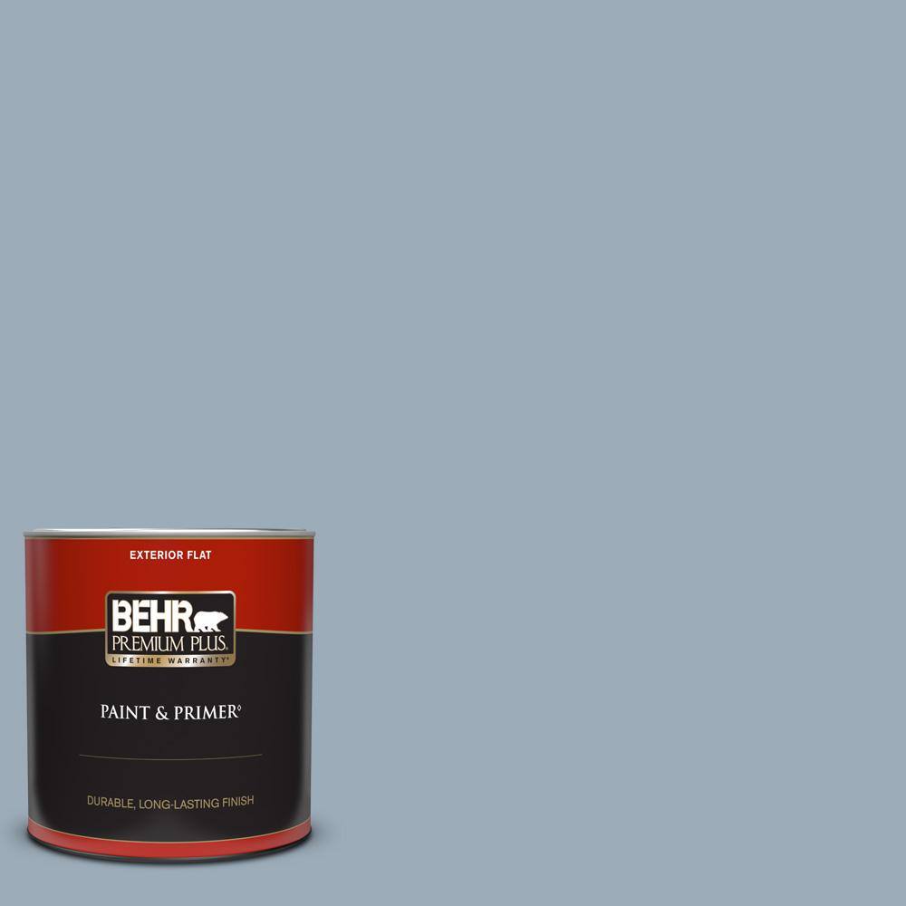 BEHR PREMIUM PLUS 1 qt. #570F-4 Blue Willow Flat Exterior Paint ...