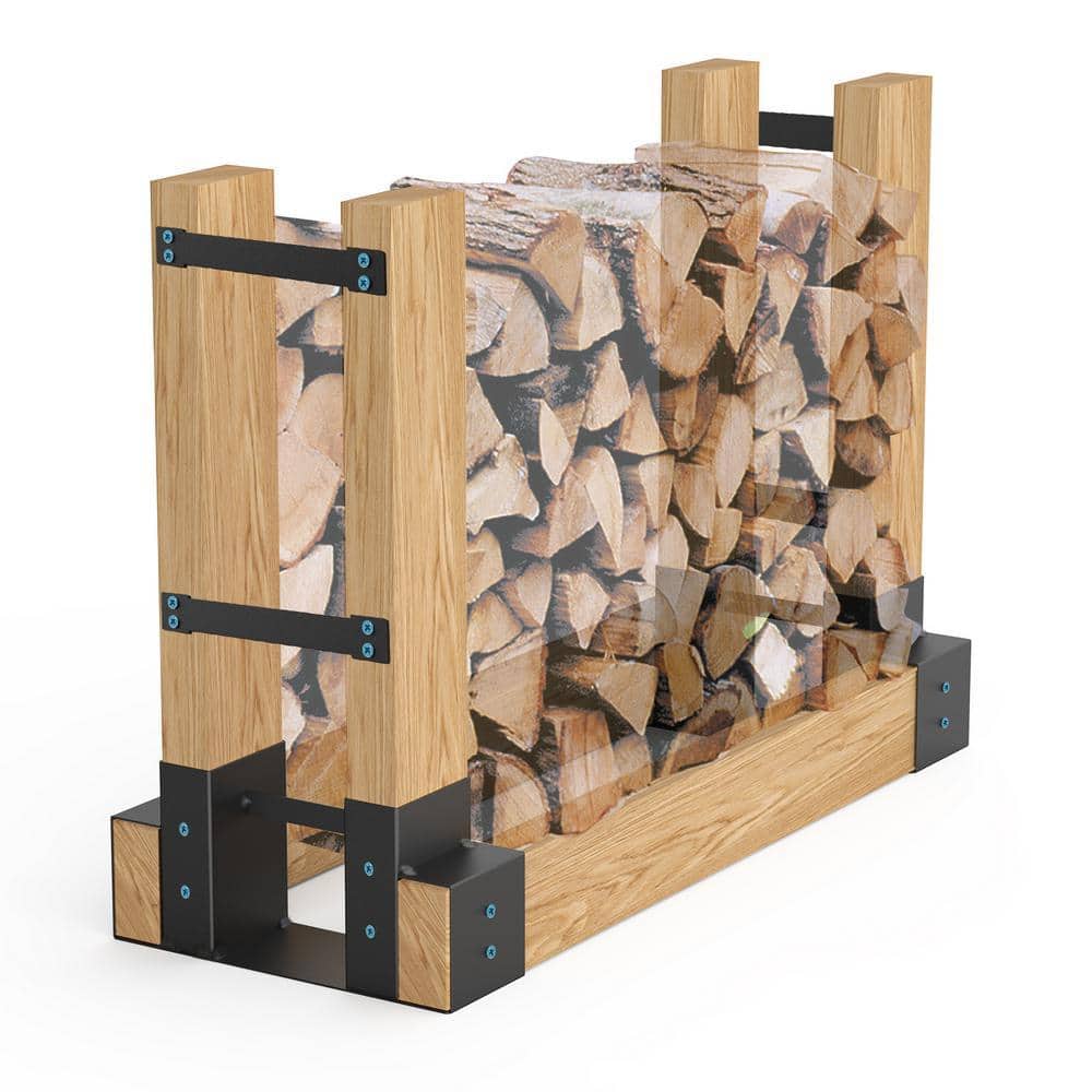 Cesicia Outdoor Firewood Log Rack Bracket Kit Fireplace Wood Storage ...