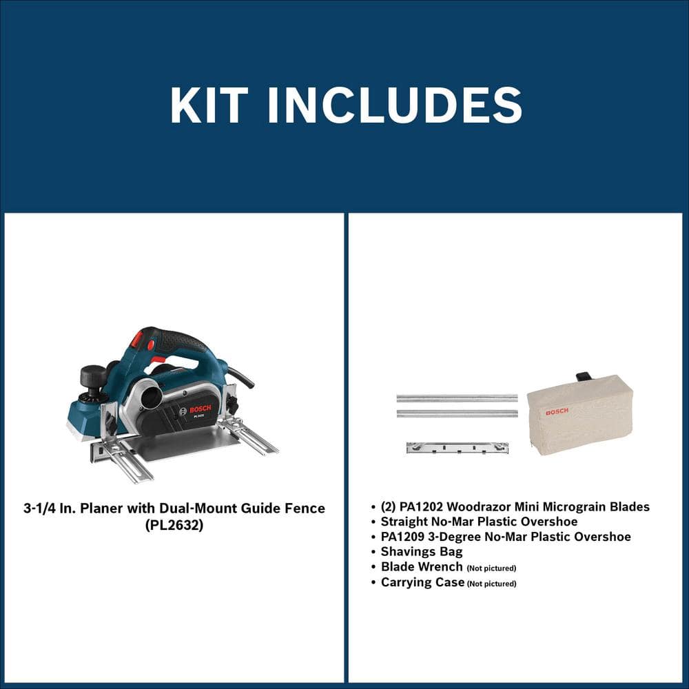 6.5 Amp 3-1/4 in. Corded Planer Kit with 2 Reversible Woodrazor ...