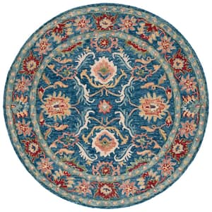 SAFAVIEH Blossom 6 ft. x 9 ft. Blue/Green Border Ornate Area Rug ...