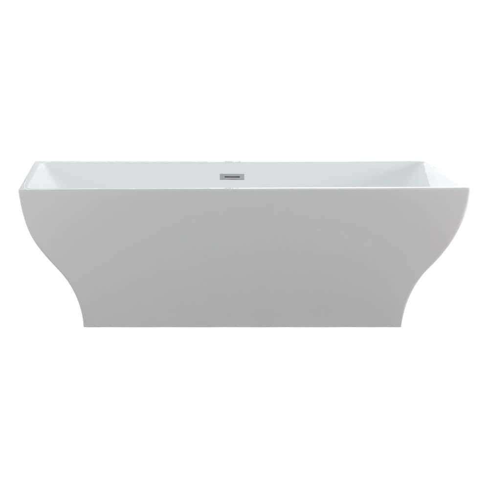 Eisen Home Hera 71 in. Freestanding Acrylic Flatbottom Bathtub in ...