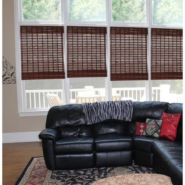DesignView Mahogany Palisades Bamboo Roman Shade - 72 in. W x 48 in. L ...