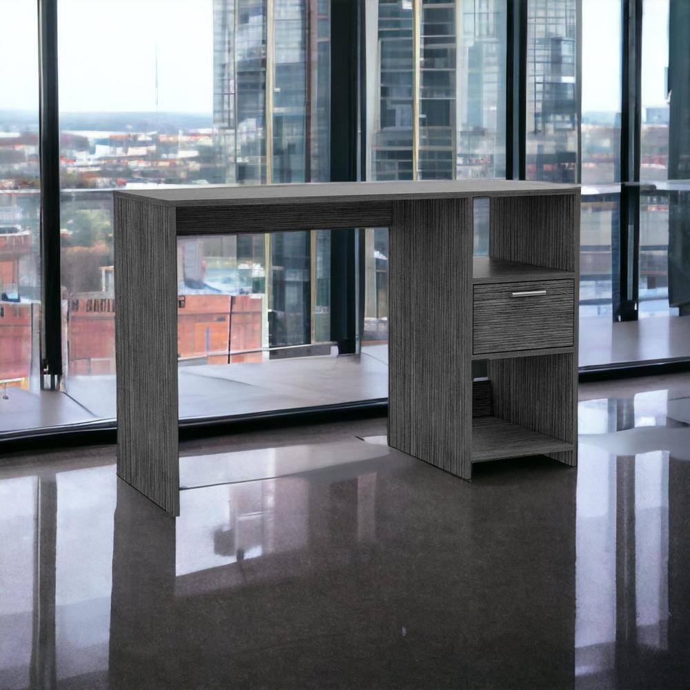 HomeRoots 43.3 in. Rectangular Gray Engineered Wood 1-Drawer Computer ...