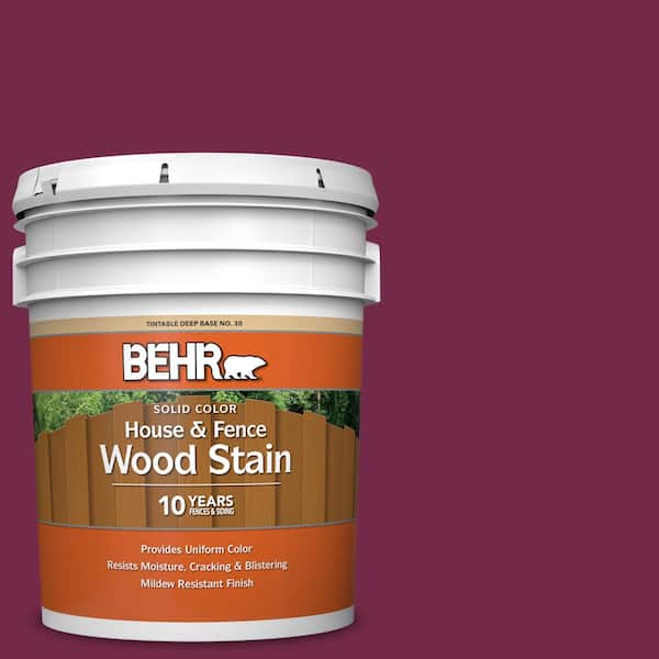 BEHR 5 gal. #BIC-51 July Ruby Solid Color House and Fence Exterior Wood ...
