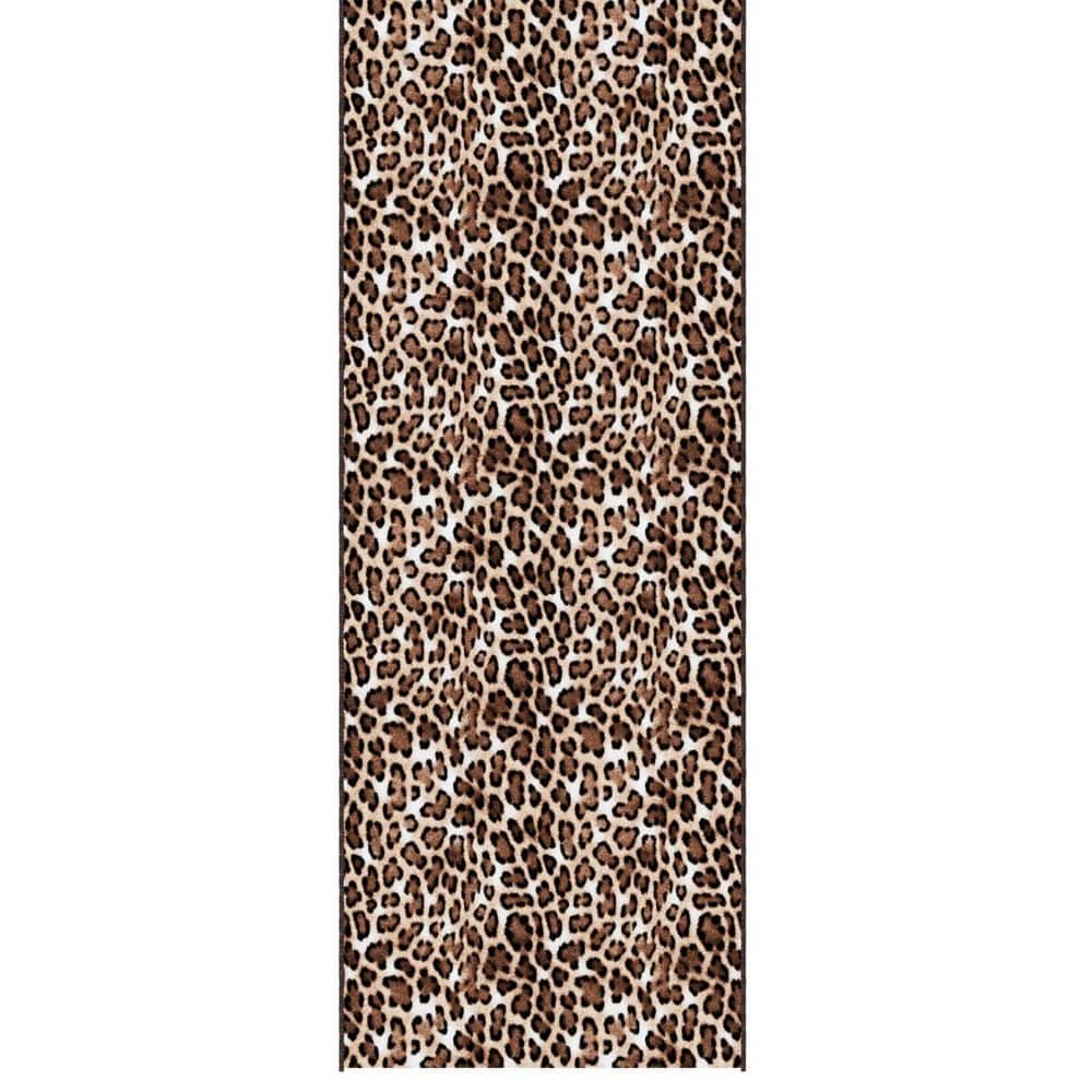 Ottomanson Ascend Leopard Print Non-Slip Rubberback 3 ft. x 50 ft ...