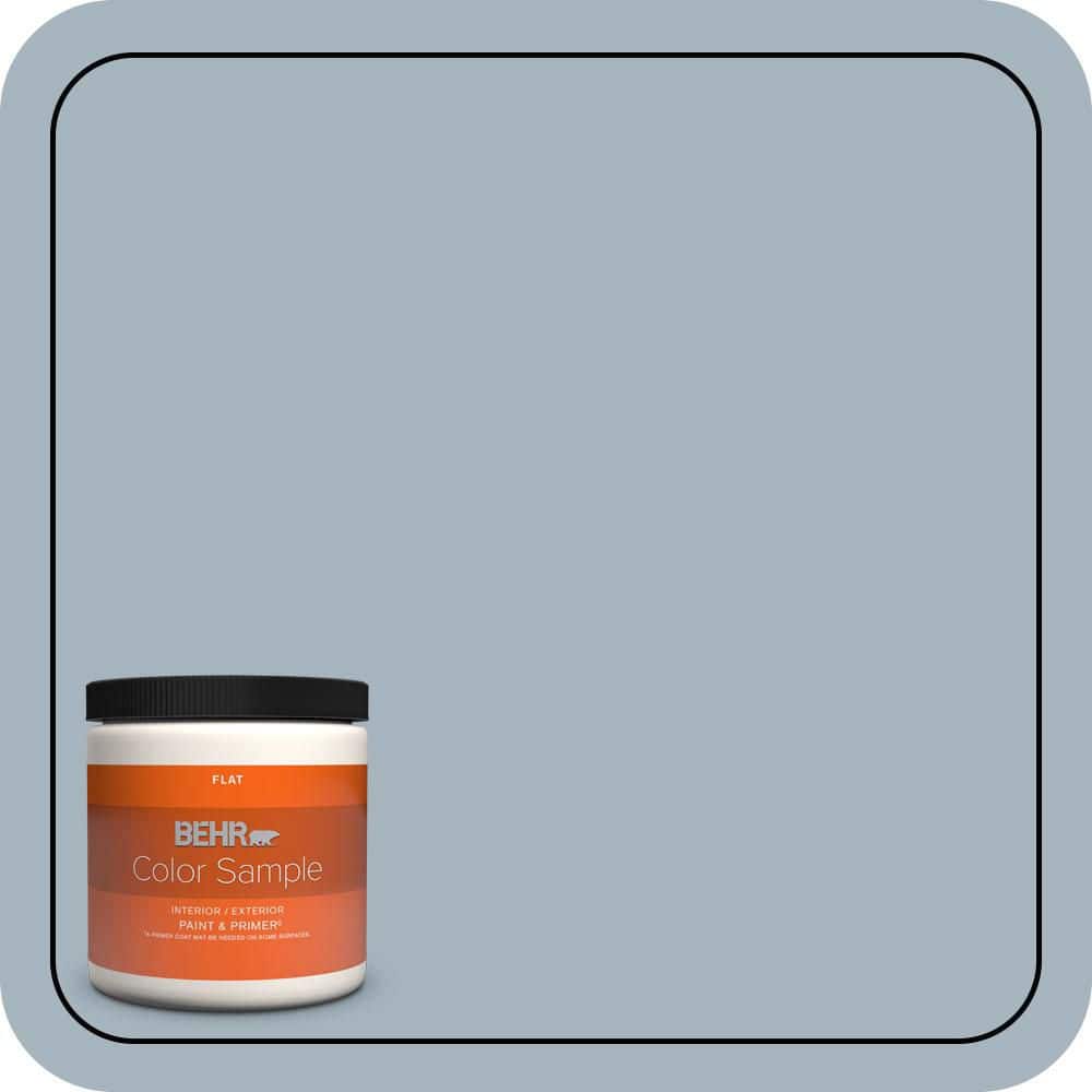 BEHR PREMIUM PLUS 8 oz. #N480-3 Shadow Blue Flat Interior/Exterior ...