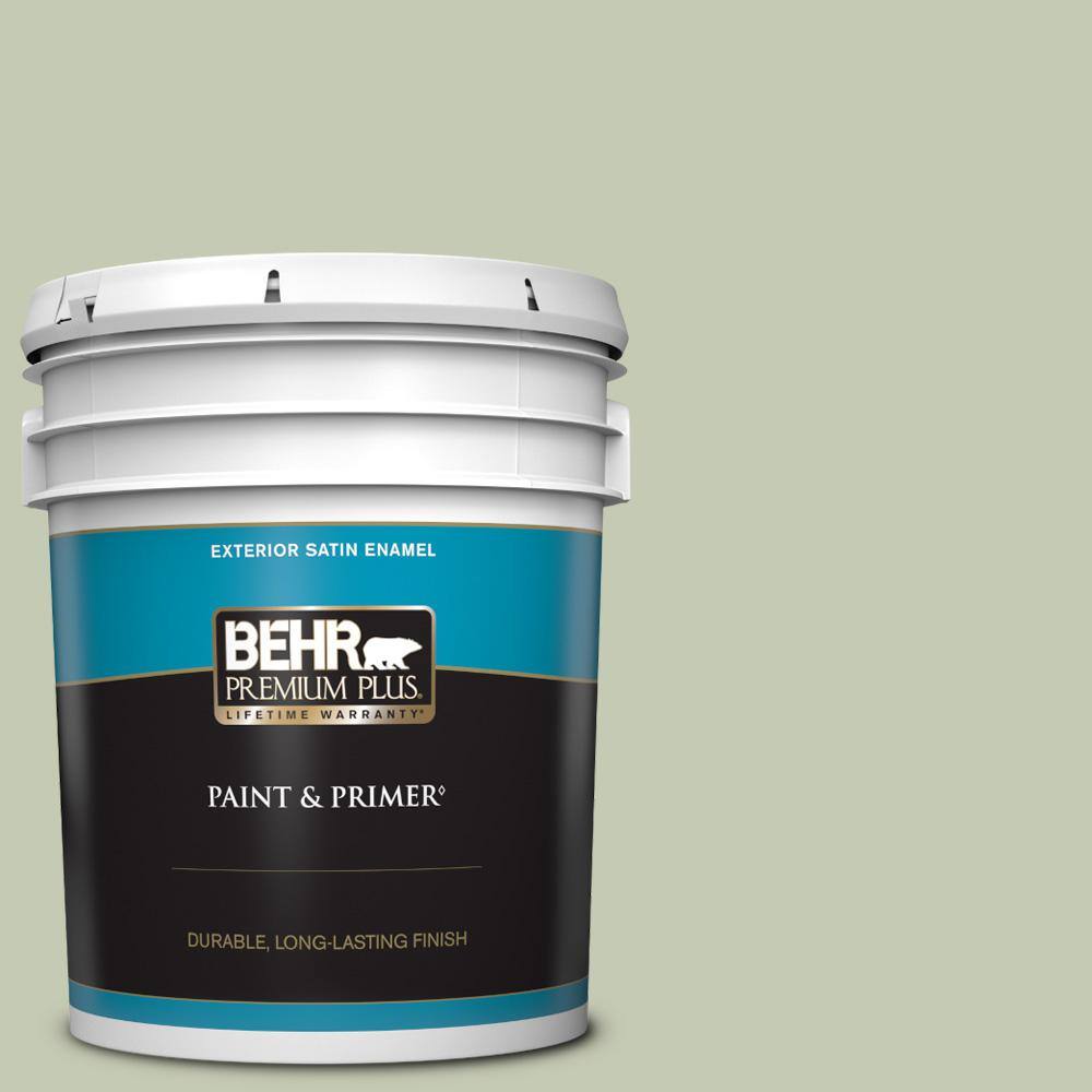 BEHR PREMIUM PLUS 5 gal. #420E-3 Spring Hill Satin Enamel Exterior ...