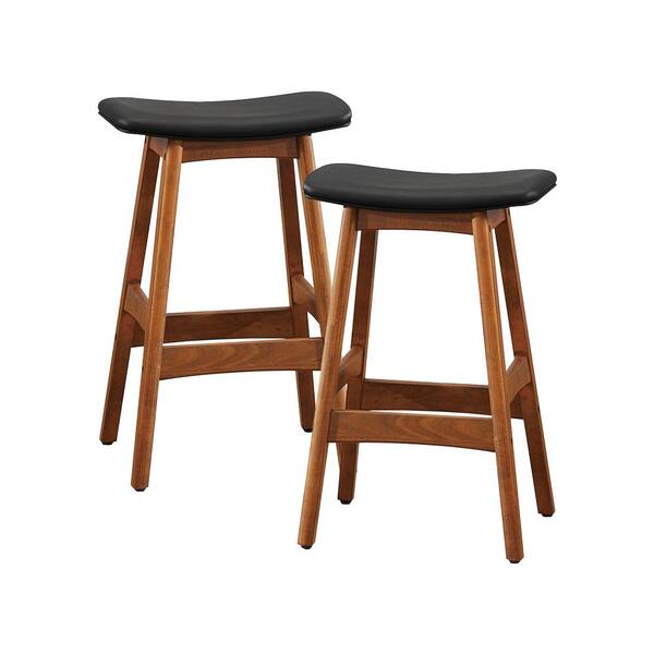 Homelegance Lillie 25.5 in. Walnut Finish Wood Counter Height Stool ...