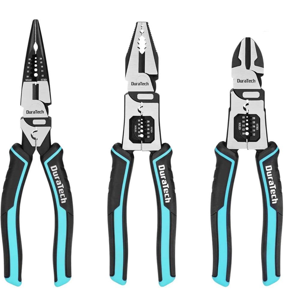 EKIEUDL 3-Piece Plier Set 8.5 in. Long Nose Plier, 8.5 in. Linesman ...