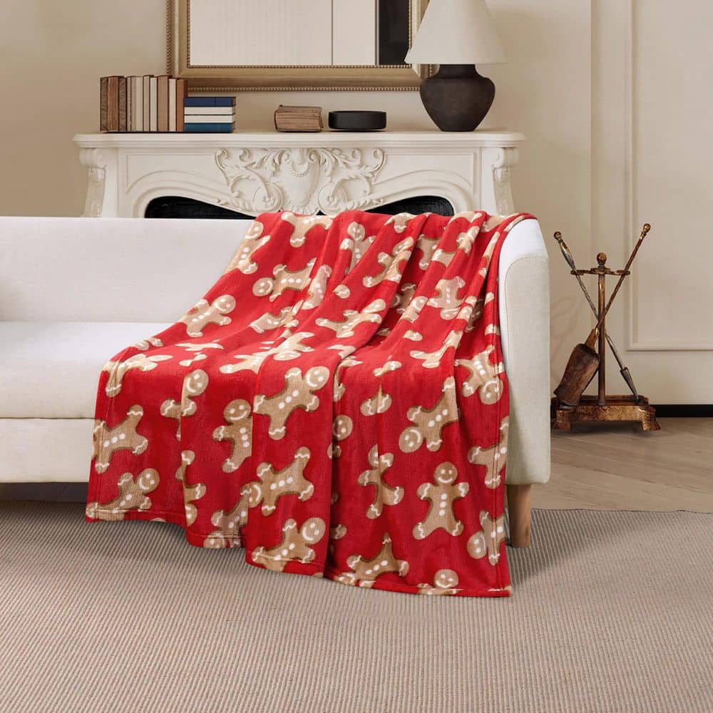 VIDERI HOME Gingerbread Holiday Plush Throw Blanket 50 x 60 106111 ...