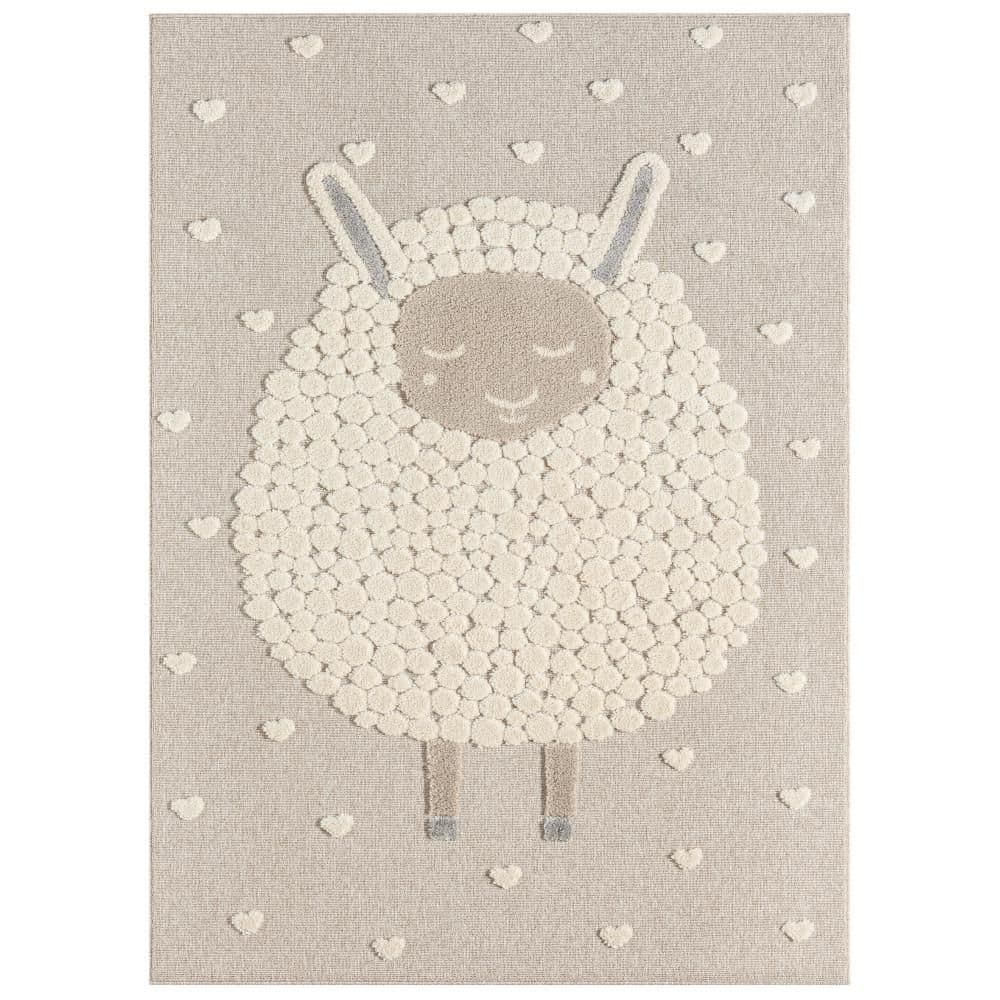 TOWN & COUNTRY PLAY Medina Fluffy Loving Sheep Beige 8 ft. x 10 ft ...