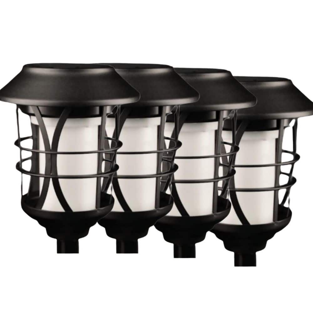 Misopily 4 Pack Black Metal Solar Flame Torches Waterproof Outdoor ...