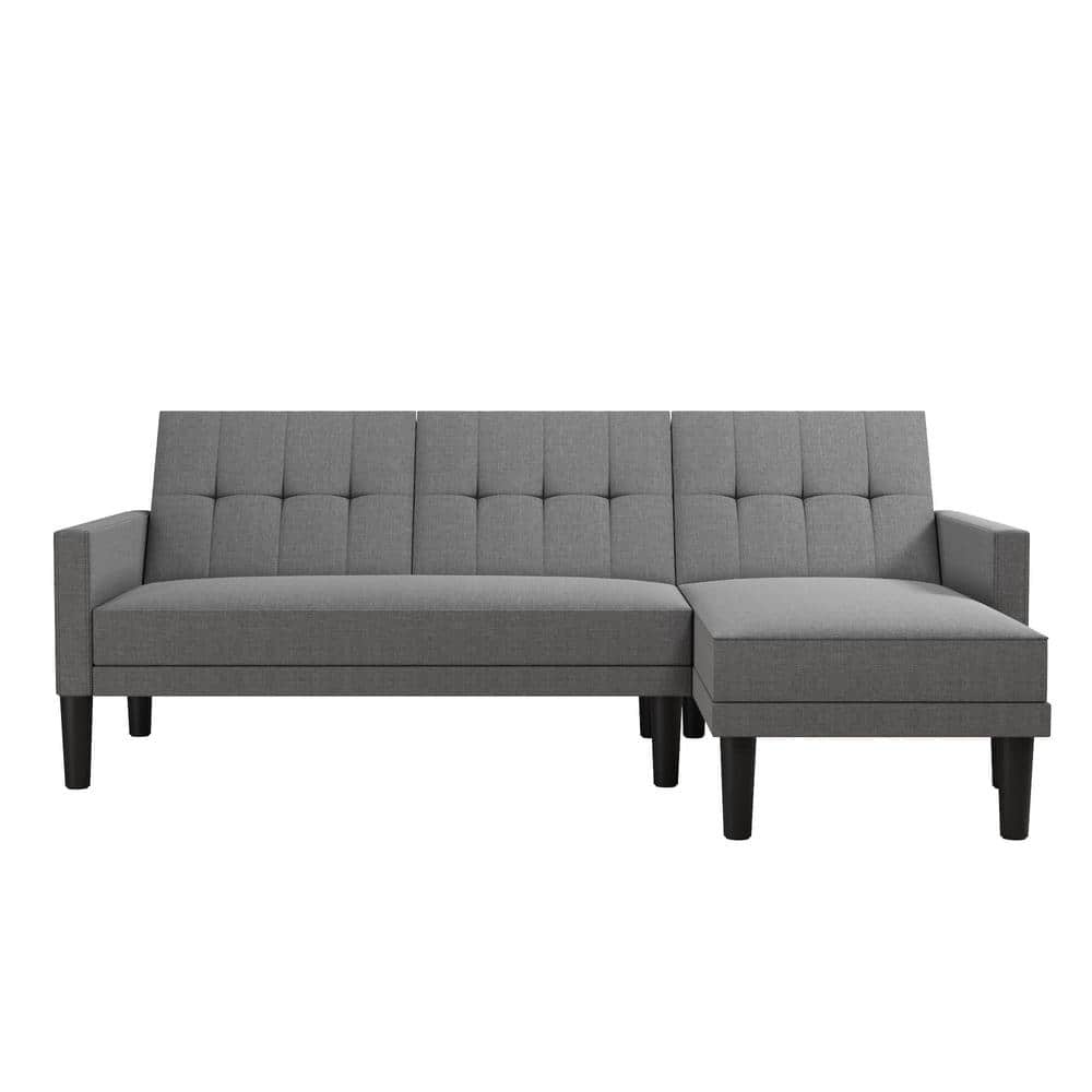 DHP Harlow Small Space Sectional Futon Grey Linen DE67327 - The Home Depot