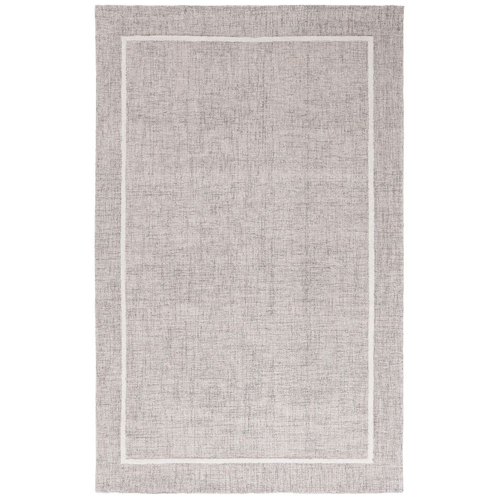SAFAVIEH Ebony 3 ft. x 5 ft. Gray/Ivory Modern Solid Border Area Rug ...