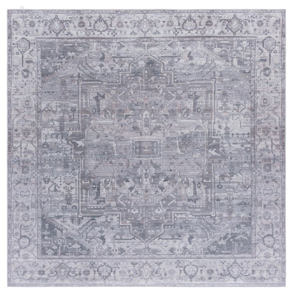 SAFAVIEH Tucson Gray/Light Gray 6 ft. x 6 ft. Machine Washable Faded ...