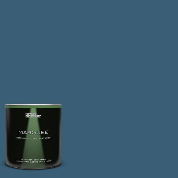 BEHR MARQUEE 1 qt. #S490-7 Superior Blue Semi-Gloss Enamel Exterior ...