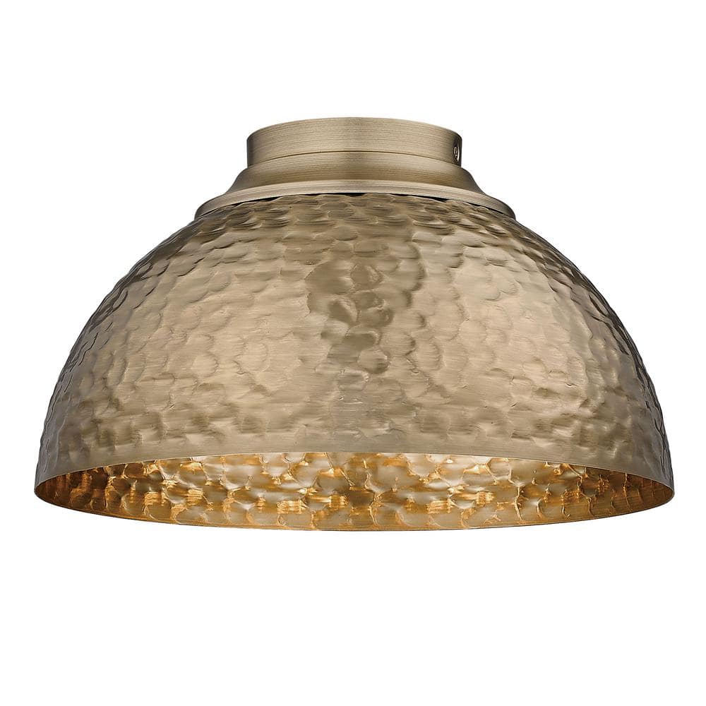 Golden Lighting Shepard 13.75 In. 3-Light Modern Brass Flush Mount 6950 ...