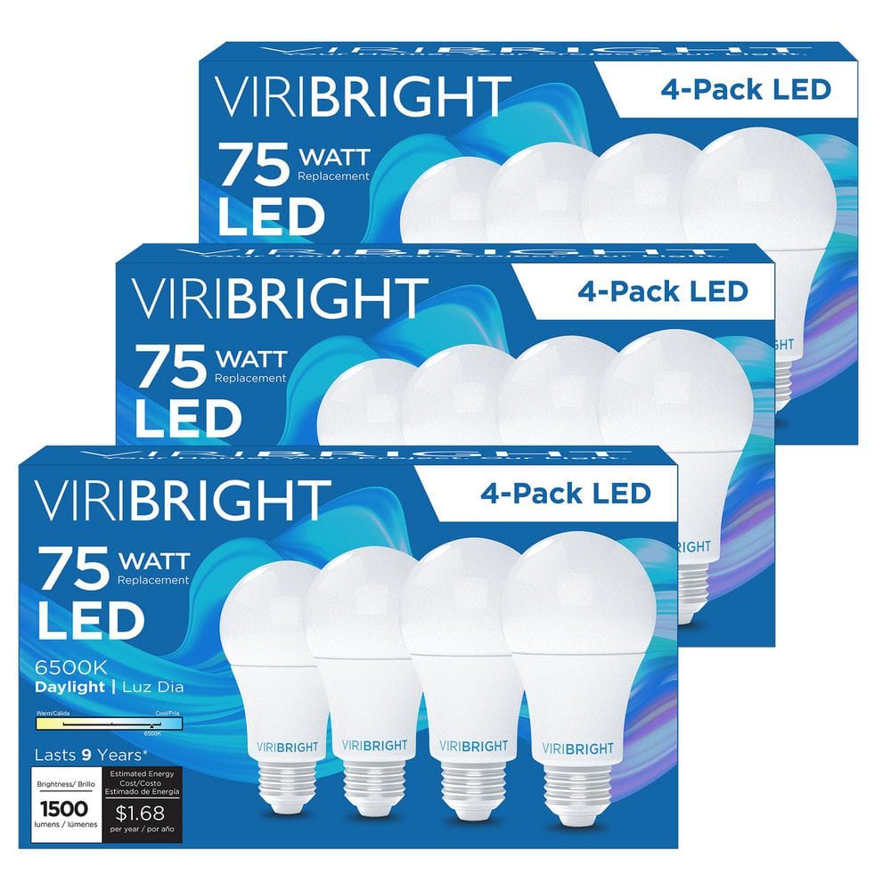 Viribright 75-Watt Equivalent A19 Non-Dimmable General Purpose E26 ...