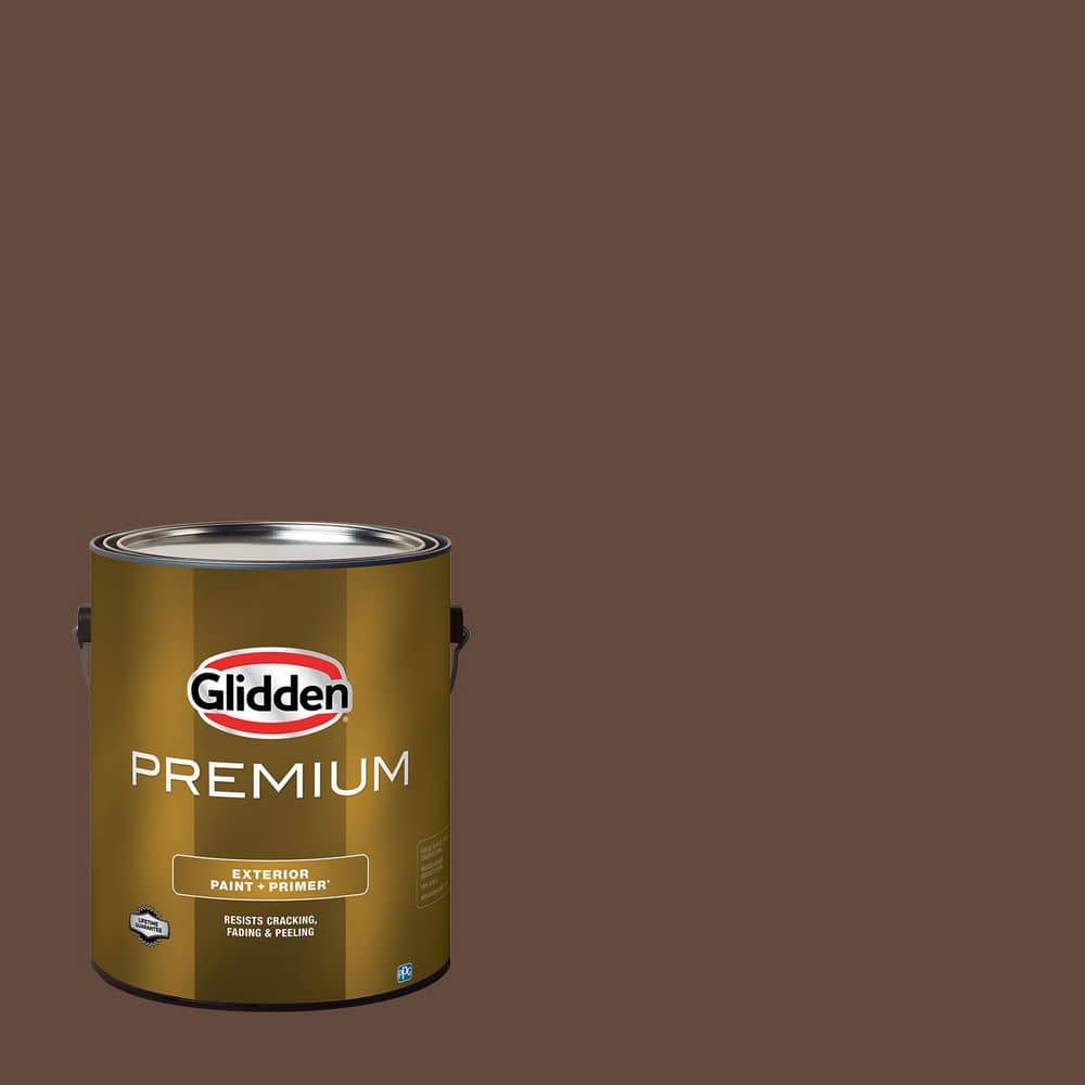 Glidden Premium 1 gal. PPG1073-7 Fudge Satin Exterior Latex Paint ...