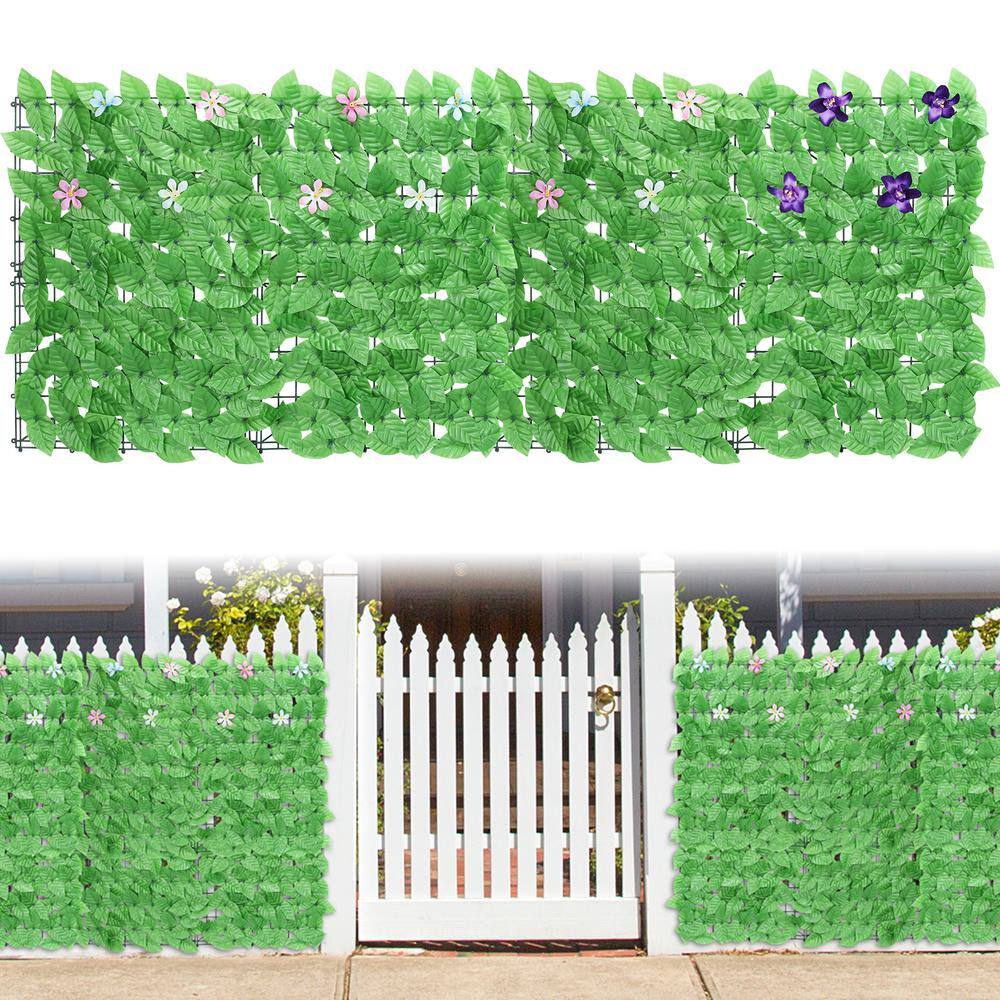 Oumilen 24 Artificial Lobelia Leaves With Flowers Privacy Fence Screen ...