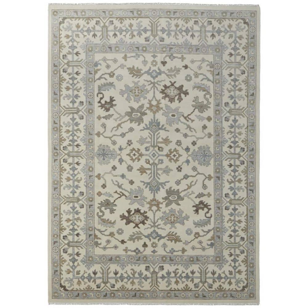 HomeRoots Ivory, Gray, Brown Floral 8 ft. x 12 ft. Area Rug 2000566289 ...