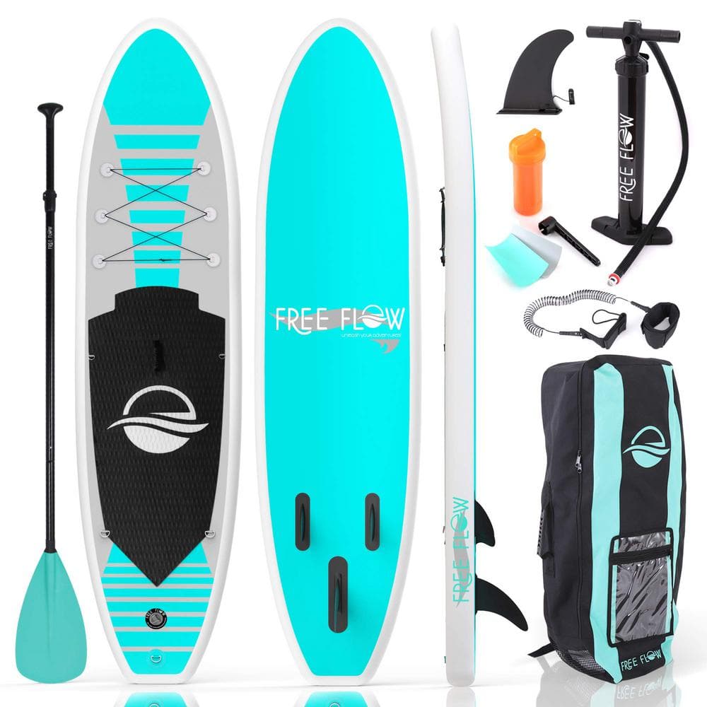 Misopily Wide Non-Slip 126 in. Aqua PVC Inflatable Paddleboard with ...