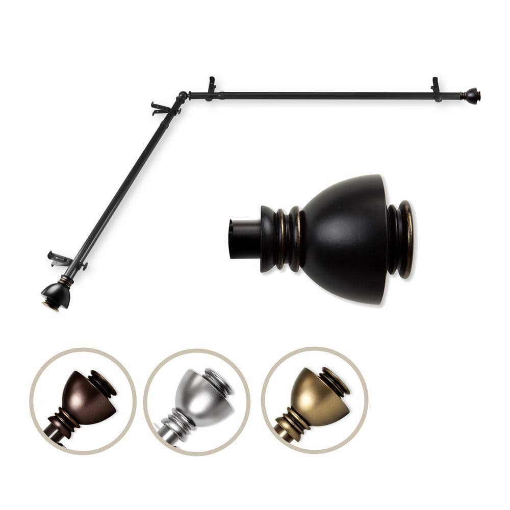 48 in. to 84 in. 13/16 in. Adjustable Corner Window Curtain Rod in ...