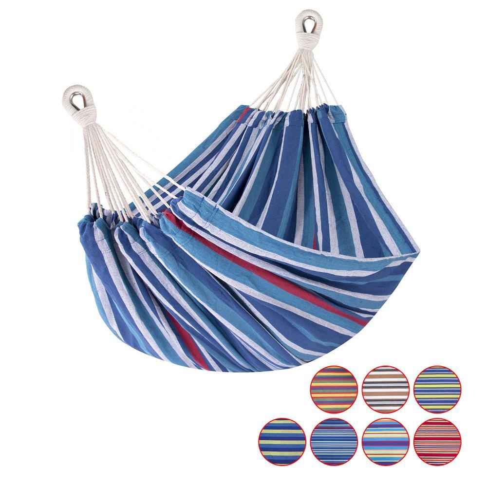 Wildaven 9.5 ft. Indoor Outdoor Cotton Double Hammock Bed with Portable ...