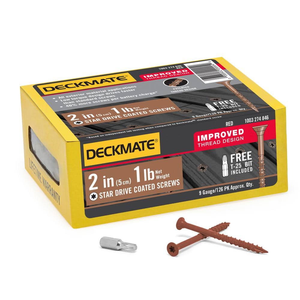 Reviews for DECKMATE #9 x 2 in. Red Torx Star Flat-Head Wood Deck Screw ...