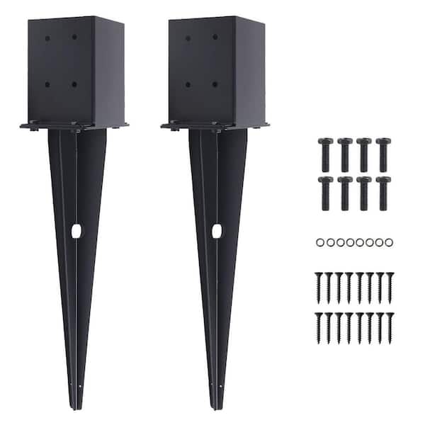Afoxsos Carbon Steel Black Heavy Duty Fence Post Anchor Ground Spike (2 ...