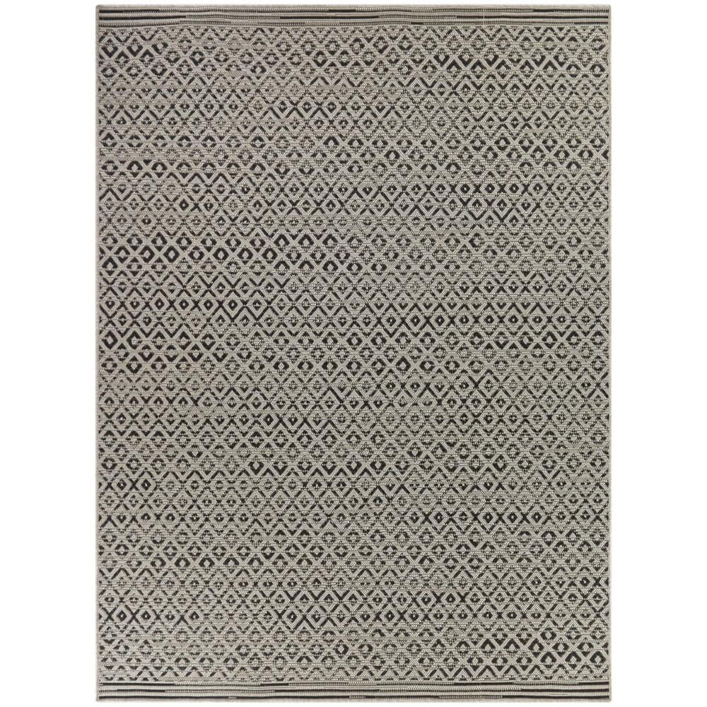 BALTA Novarro Grey 5 ft. x 7 ft. Geometric Indoor/Outdoor Area Rug ...