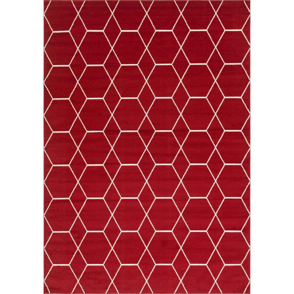 StyleWell Trellis Frieze Red/Ivory 10 ft. x 14 ft. Geometric Area Rug ...