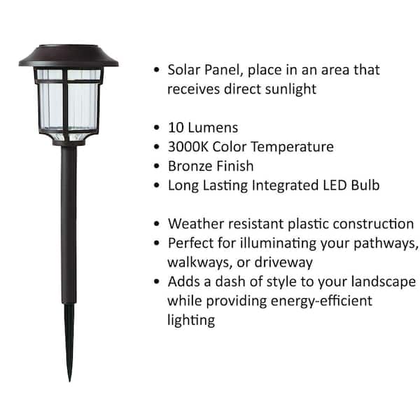 Hampton Bay Bellingrath 10 Lumen Bronze LED Weather Resistant Outdoor ...