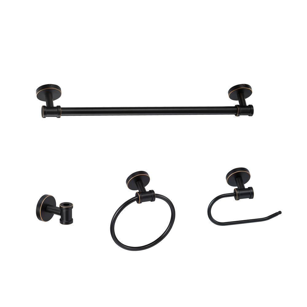 WISBEAM 4-Piece Bath Hardware Set 20 in. with Mounting Hardware in Oil ...