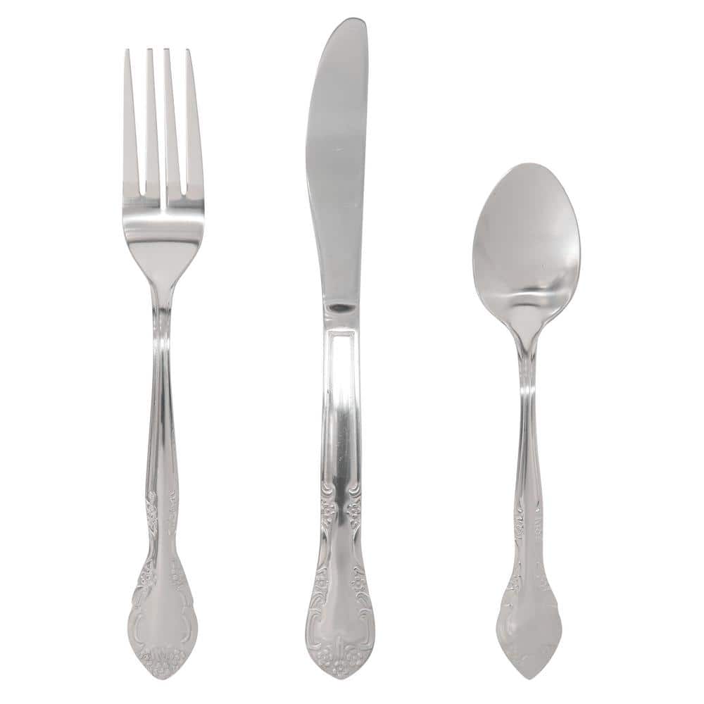 Gibson Fairmont 3 Piece Silver Stainless Steel Flatware Set, Service ...