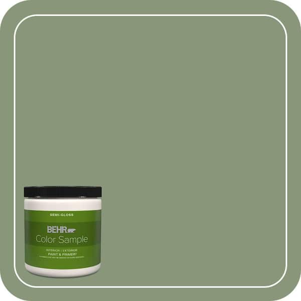 BEHR PREMIUM PLUS 8 oz. #S390-5 Laurel Tree Semi-Gloss Interior ...
