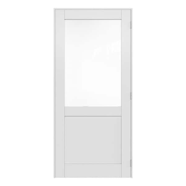 ARK DESIGN 36 in. x 80 in. Left-Hand 1/2-Lite Clear Glass White Solid ...