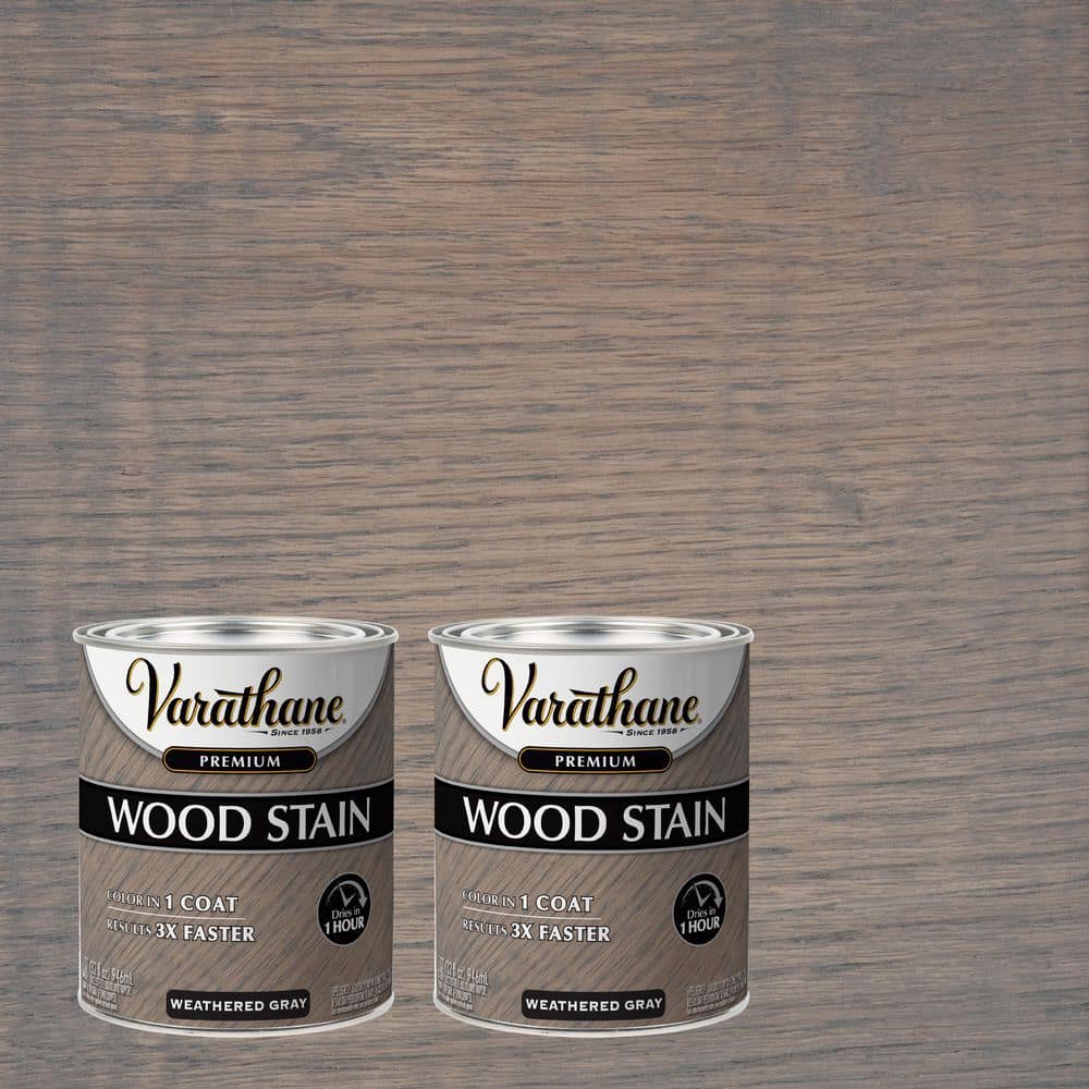 Varathane 1 qt. Weathered Gray Premium Fast Dry Interior Wood Stain (2 ...