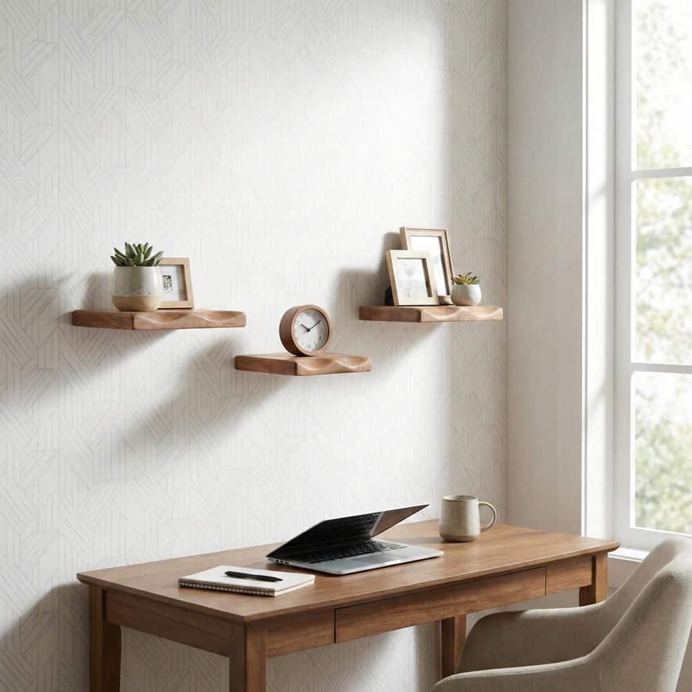 Liv & Skye Brown 14 in. x 9 in. Mango Wood Decorative Floating Wall ...