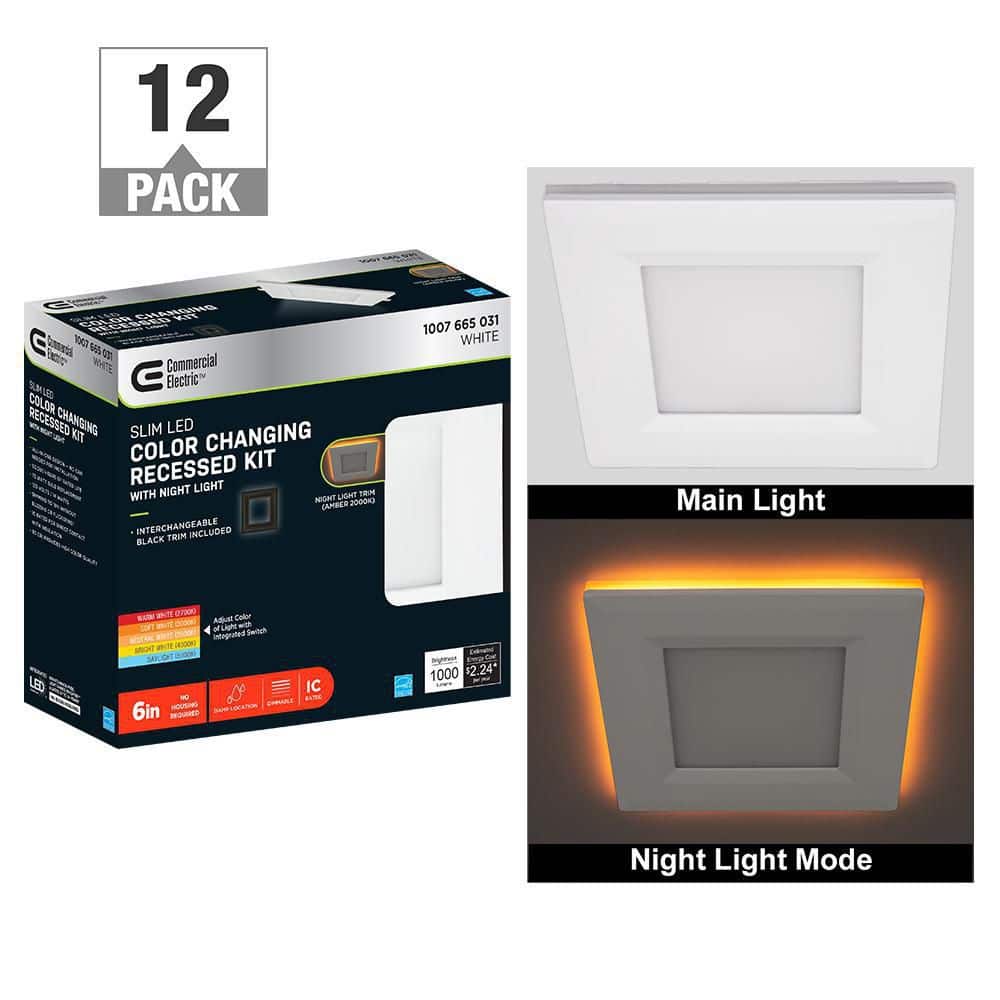 Commercial Electric 6 in. Square Canless Adjustable CCT Integrated LED ...